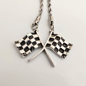 Sun 925 | Accessories | Silver Checkered Flag Pendant | Poshmark